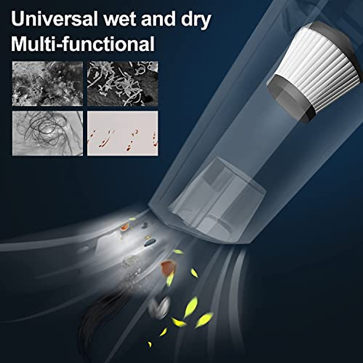 Car Vacuum Cleaner, Wet & Dry Use with LED Light and 15ft Power Cord, Handheld Vacuum Cleaner High Power 8000Pa/120W/DC12V, Small Auto Accessories Kit for Interior Detailing