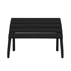 WestinTrends Outdoor Ottoman, Patio Adirondack Ottoman Foot Rest, All Weather Poly Lumber Folding Foot Stool for Adirondack Chair, Widely Used for Outside Porch Pool Lawn Backyard, Black
