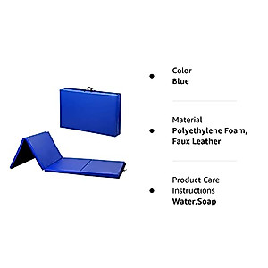 Thick Gymnastics Exercise Mat, 4'x8'x2"Extra Thick High Density Anti-Tear Folding Tumbling Mats Gymnastics for Home, Gym Mat for MMA, Stretching Yoga Cheerleading Martial Arts, Aerobics (Blue)
