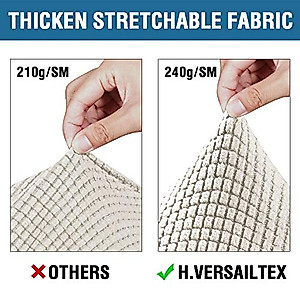H.VERSAILTEX 4 Piece Stretch Sofa Covers for 3 Cushion Couch Covers for Living Room Furniture Slipcovers (Base Cover Plus 3 Seat Cushion Covers) Upgraded Thicker Jacquard Fabric (Sofa, Ivory)
