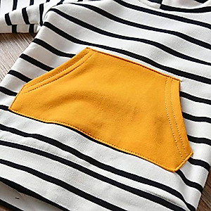 Rebey Toddler Infant Baby Boy Clothes Striped Long Sleeve Hoodie Tops Sweatsuit Pants Outfit Set (12-18 Months) Yellow
