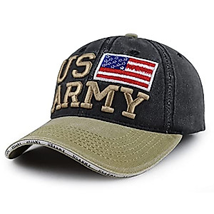 Army Hats for Men Women, USA American Flag Military Hats, Funny US Army Vietnam Veterans Baseball Cap, Adjustable Cotton Embroidered America Patriots Hat, Retirement Military Gifts for Dad Mom