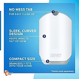 ZEVO Refills 02 Cartridges | Device Sold Separately, White, ZEVO Flying Insect Trap Refill Fly Trap Refill Cartridges + (1) Card Protector Venancio’sSticker & Sticky Fruit Trap