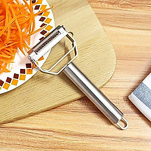 AnGeer Julienne Peeler, Stainless Steel Vegetable Peeler, Double-Sided Blade Vegetable Julienne Cutter and Fruit Slicer, Dual Blade Multifunction Potato Peeler