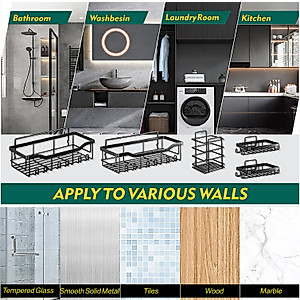 Shower Caddy 5 Pack, Adhesive Shower Organizer for Bathroom Storage & Home Decor & Kitchen,No Drilling, Large Capacity, Rustproof Stainless Steel Bathroom Organizer, Shower Shelves for Inside Shower