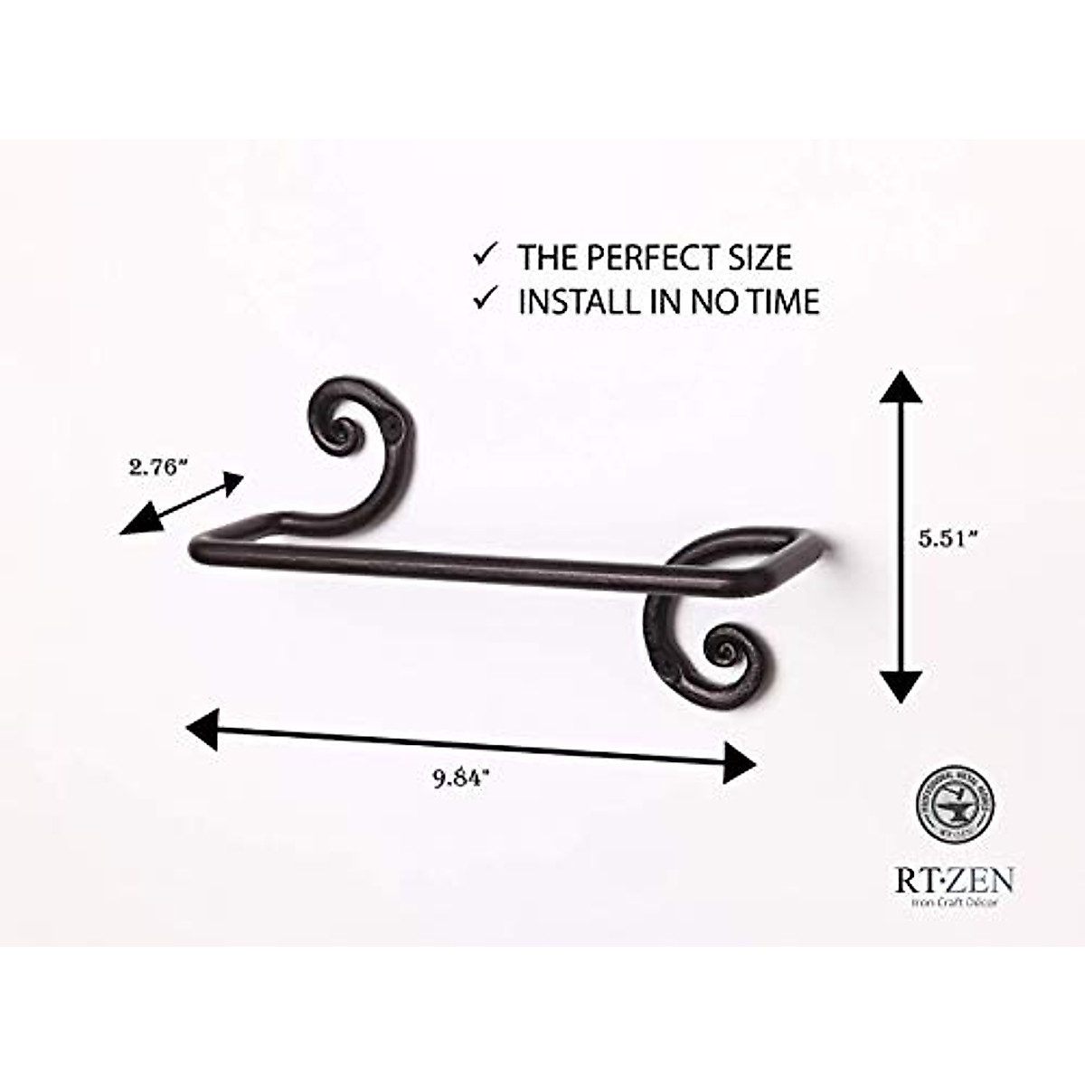 RTZEN Wrought Iron Bathroom Accessories Set, Decorative Hand Towel Bar and Body Towel Bar Hanger