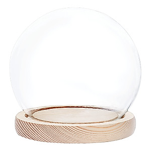 PH PandaHall Glass Display Showcase with Base Decorative Display Dome Miniature Case Snowglobe for Fairy Lights Plants Flower Craft Crown Display Crystal Beach Christmas Halloween Decoration 3x4inch