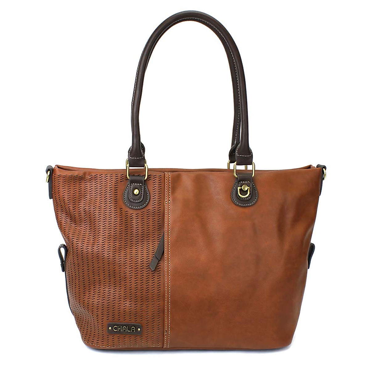 CHALA Laser Cut Crossbody Shoulder bag Tote Bag Faux Leather Brown