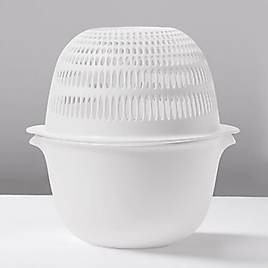 2 Sets 3 Qt，2 in 1 Kitchen Colander Set with Bowl Strainer ，BPA Free Plastic Fruits and Vegetable Washing Basket,Dishwasher Friendly Double Layered Drain Basin,for Pasta, Noodles, Rice and Food (Grey)