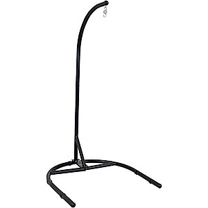 Sunnydaze Steel U-Shape Hanging Chair Stand - Indoor/Outdoor Hanging Egg Chair Stand - Powder-Coated Steel Construction with Black Finish - Stand Only - 76 Inches Tall