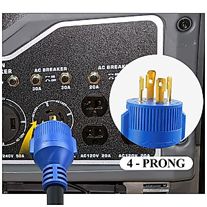 Generator to RV Adapter 30 Amp,NEMA L14-30P to TT-30R 4 Prong to 3 Prong Plug Adapter for Generator to 30 Amp RV Extension Cord,Load Up to 30 Amp 125V 3750W,10/3 AWG,12 inch(4 Prong 30M30F)