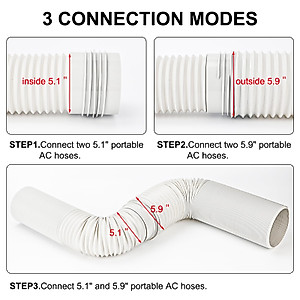 ODDMUCK Portable AC Hose Coupler with 5.1"/5.9" Diameter Exhasut Vent Connector for Clockwise&Counter Clockwise Threads Air Conditioner Hose Coupler Coupling Extension (5.1"/5.9“)