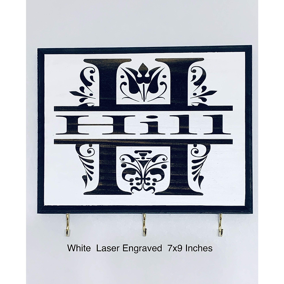 Personalized Key Holder for Wall - Custom Key Hanger with Family or Couple's Name | Vinyl or Laser Engraved Options | Natural Wood Key Rack | Made in USA.