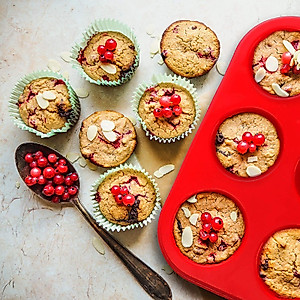 Silicone Muffin Pan 6 Cup, European LFGB Silicone Cupcake Baking Pan - Set of 2, Non-Stick Muffin Tins, LFGB Approved Egg Muffin Tray, Food-Grade Muffin Molds