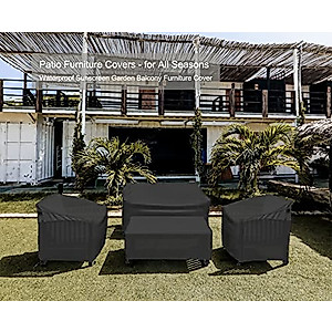 MaWGcowerd Patio Furniture Cover-420D Oxford Cloth Sofa Table Chair Waterproof Cover, 4 Piece Set of Outdoor Garden Patio Furniture Waterproof Dustproof Sunscreen Cover