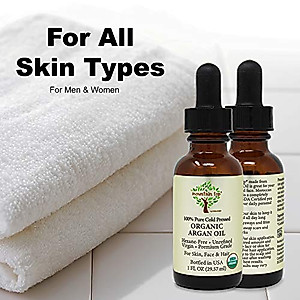 MOUNTAIN TOP Argan Oil USDA Organic 100% Pure Cold Pressed Unrefined - Premium Grade Pure Moisturizer for Dry & Damaged Skin, Hair, Face, Body, Scalp & Nails