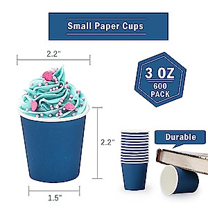 SIUQ 600 Pack 3 oz Paper Cups, Disposable Bathroom Cups, Small Mouthwash Cups, First Taste Cup Hot/Cold Beverage Drinking Cup for Party, Picnic, BBQ, Travel, and Communion (Navy Blue)