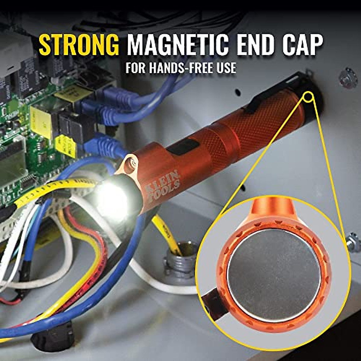 Klein Tools 56040 LED Rechargeable Flashlight, 350 Lumens, Twist Focus, Laser Pointer, Hands-Free, USB Charging Cable, for Work and Outdoor