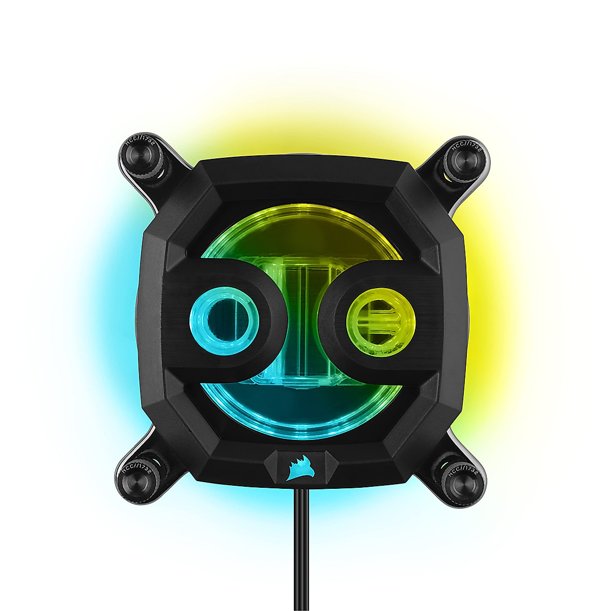 CORSAIR Hydro X Series XC7 RGB PRO CPU Water Block - Intel® LGA 1700, 1200, 115X - AMD Socket AM4, AM5 - Nickel-Plated Copper Cold Plate - Black- More Than 110 Micro-Cooling Fins - 16 Vivid RGB LEDs