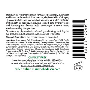 Mario Badescu Hydrating Moisturizer with Biocare & Hyaluronic Acid for Dry and Sensitive Skin |Moisturizer that Hydrates and Fights Aging |Formulated with Collagen & Hyaluronic Acid| 2 Fl Oz (Pack of 1)