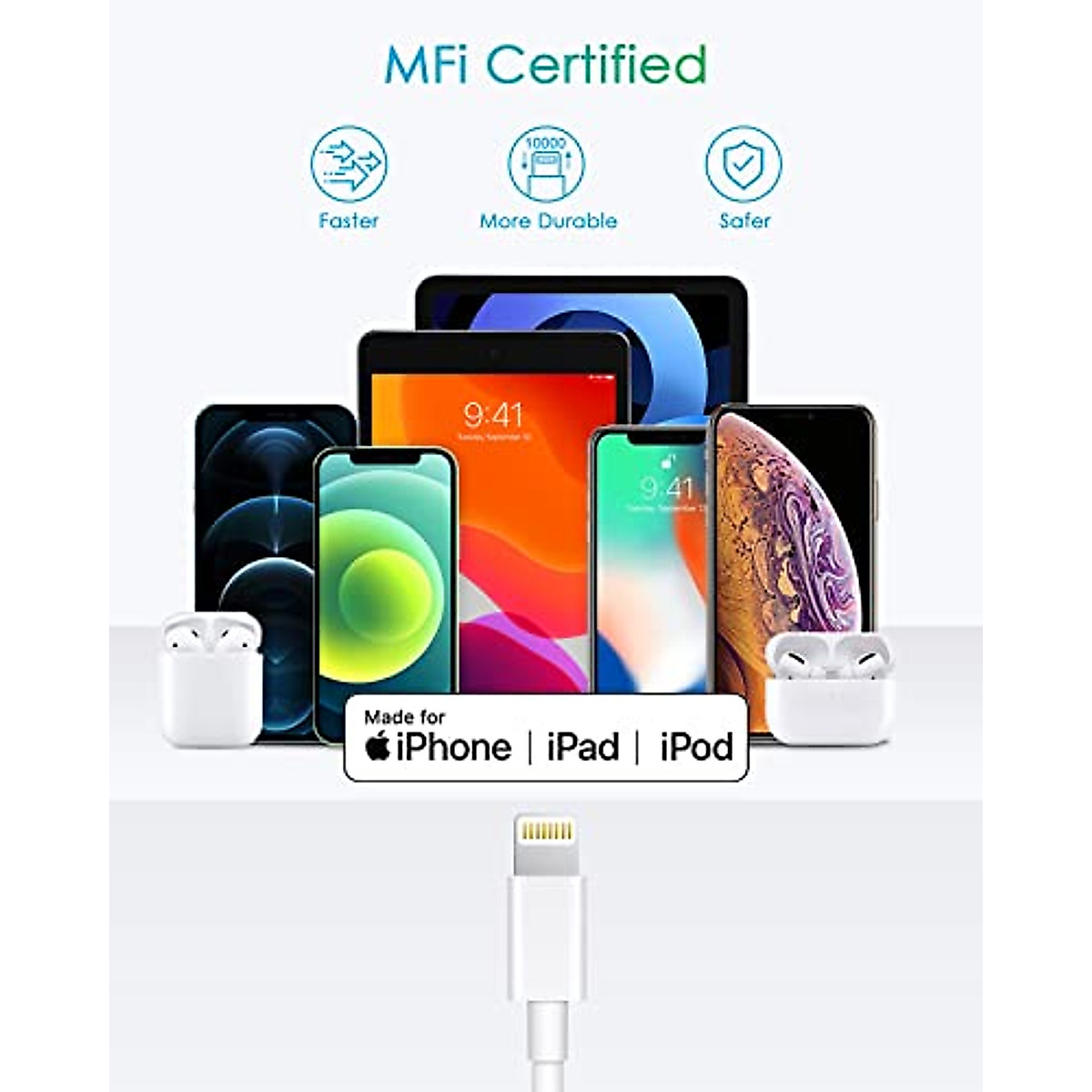 Charger for iPhone 12/13【MFi Apple Certified】, PD 20W Fast Charger with 6FT Fast Charging Cord, USB C Charger Block & Fast SATA Cable for iPhone 12/13/iPad/iPod/Air Pods & More