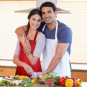 14 Packs White Aprons Red Wine Blue Green Black Coffee White Paint Apron Machine Washable Blank Bib Apron Plain Aprons for Adults Kids Long Tie Unisex Aprons for Cooking BBQ DIY Painting Crafting