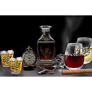 BISYATA Best Dad - Wine Glasses & Shot Glasses Gift Set - Best Dad Ever - Unique Novelty Gift for Fathers Day, Birthday. Two-11oz Wine Glasses and Two-2oz Shot Glasses - With Gift Box