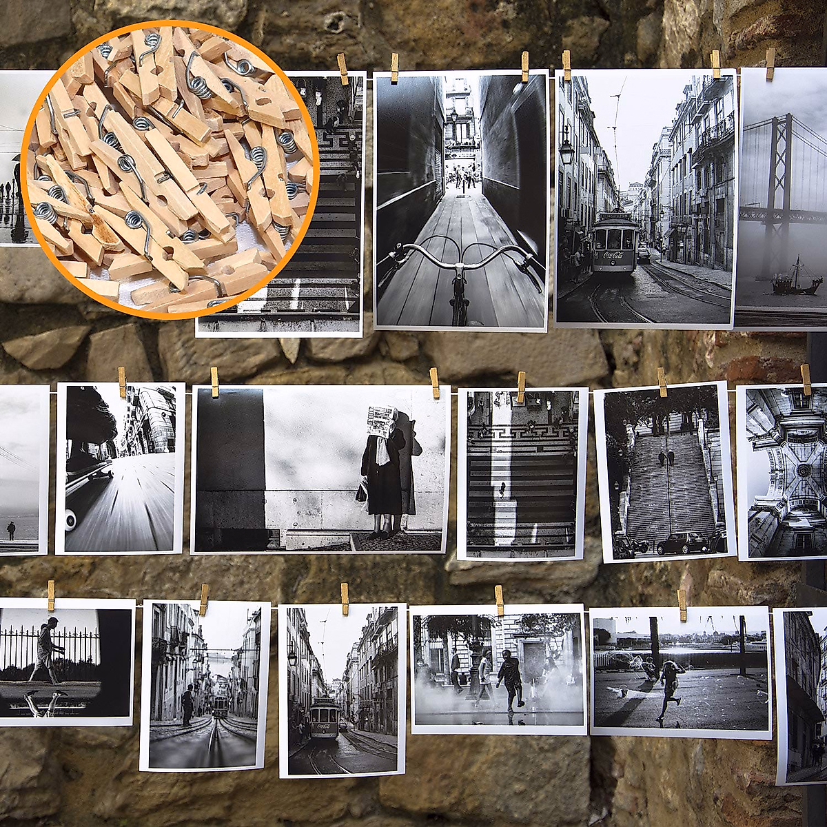 Mini Natural Wooden Clothespins, 320pcs, 1 Inch Photo Paper Peg Pin Craft Clips for Scrapbooking, Arts & Crafts, Hanging Photos (Natural)