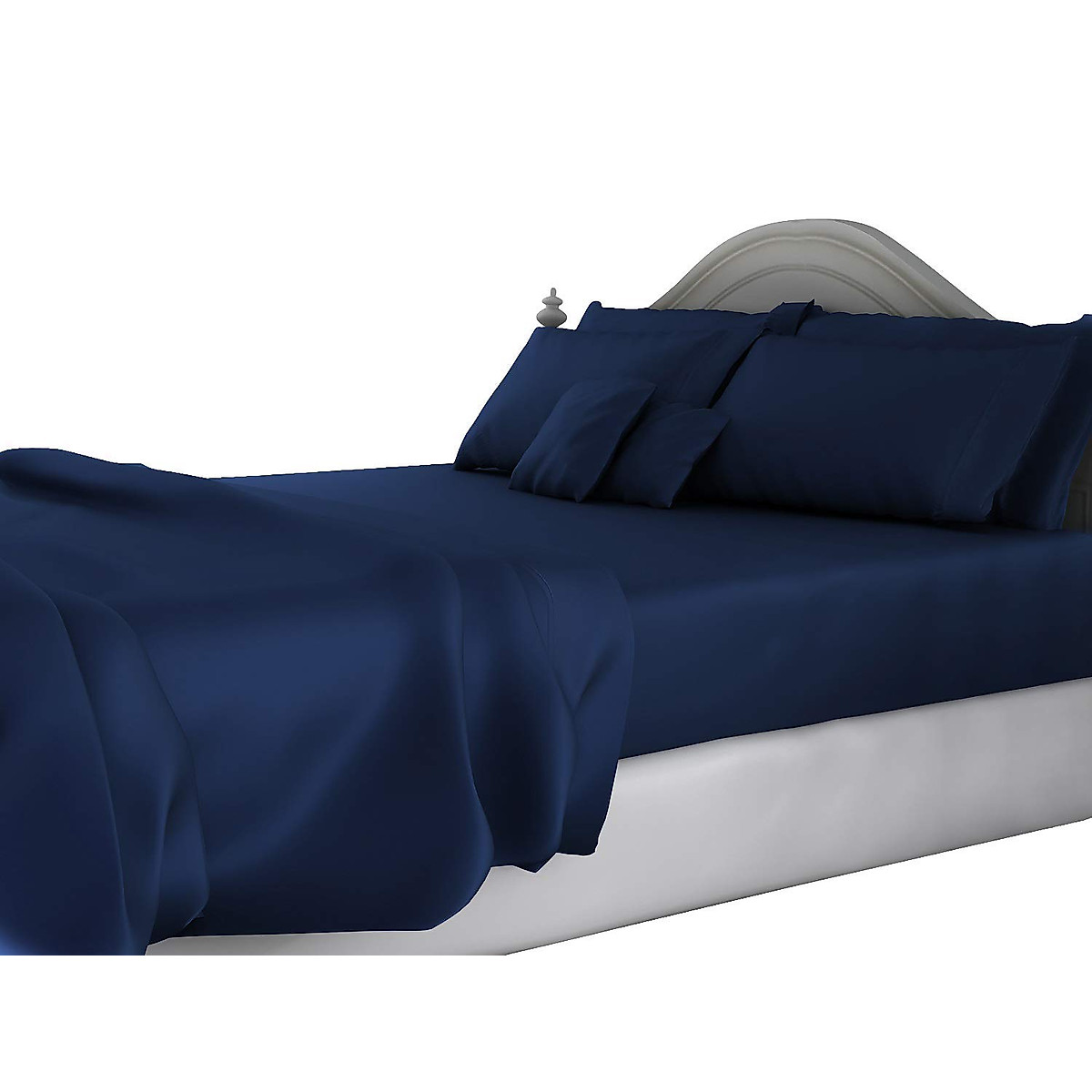 Cotton Sheets Set Navy Blue Solid Extra Long-staple Cotton 400 Thread Count Bedsheets, 72X80 Inch RV King Sheet set, Fits Mattress 16'' Deep Pocket Soft & Sateen Weave 4 Piece Sheets and Pillowcases