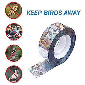 Blissvent Reflective Bird Tape Bird Scare Tape Ribbion, Deterrent Tape for Birds and Pigeons, Flash Double Sided Reflective Tape Outdoor 262 Feet 6 Rolls