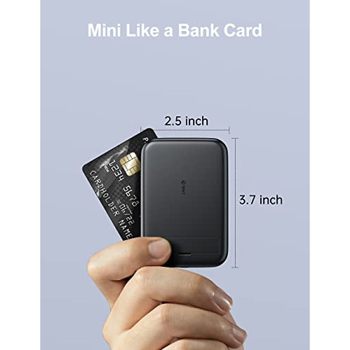 EMNT Mini Magnetic Portable Charger for iPhone,6000mAh Clutch Power Bank with Built-in Cable/Metal Stand, Battery Pack Compatible with iPhone 14/14 Plus/Pro Max/13/12/11/XS/XR/X/8/7/6/6s/5 and More.