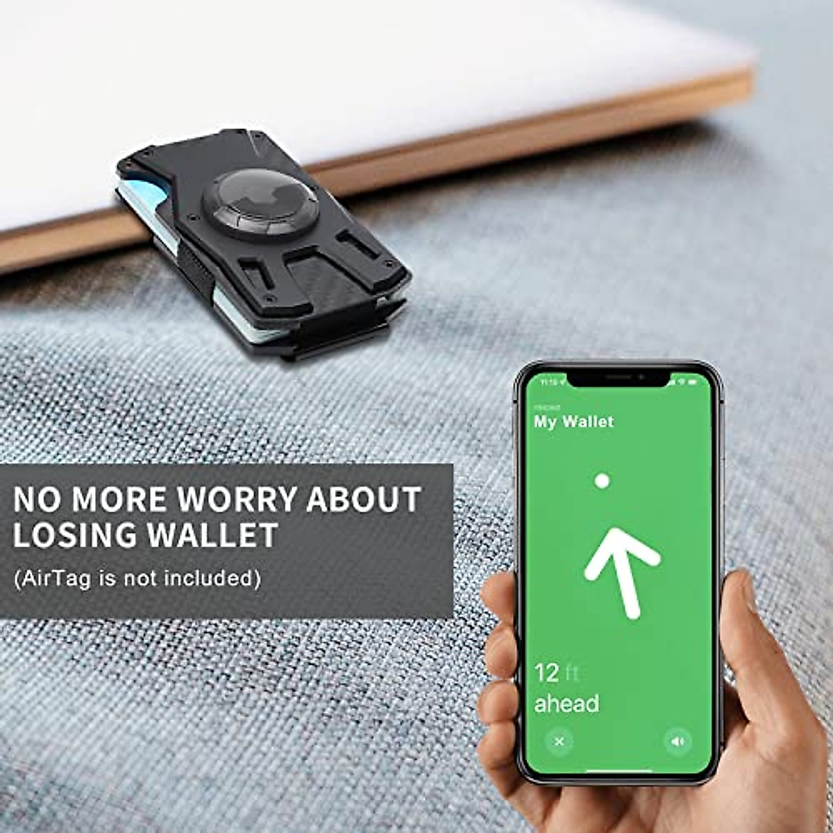 Mvgges Airtag Wallet(No Airtag), Slim Minimalist Wallet with Airtag Holder,Carbon Fiber RFID Blocking Wallet, Airtag Case,Smart Wallet for Men
