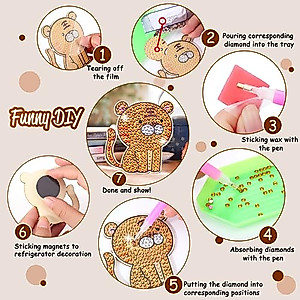 BSRESIN 12 PCS Animal Diamond Painting Magnets for Refrigerator, Diamond Painting Kits for Refrigerator Stickers, Diamond Art Craft Kits for Adults, Diamond Painting Accessories