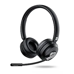 TZS Bluetooth Headphone for Computer, Wireless Headset with Noise Cancelling Mic for PC, 36H Lightweight On Ear Headphone with Mute Button, Suitable for Remote Working/Call Center/Online Class
