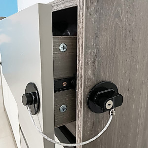 UD Refrigerator Door Locks, Child Safety Lock with Key Suitable Drawer, Washing Machine, Toilet, Window, Cabinet and Other furnitureEach Set Comes with Two Keys, 2pcs(YX3AQS-004-Black-02)