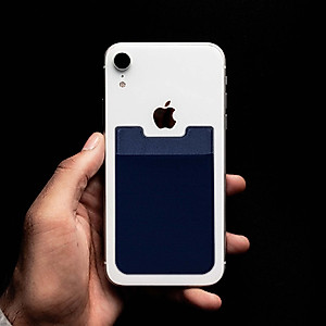 Elastic Phone Card Holder Pocket, Stick-On Wallet, Adhesive Credit Card Pouch, Compatible With iPhone And Samsung Galaxy – Navy Blue