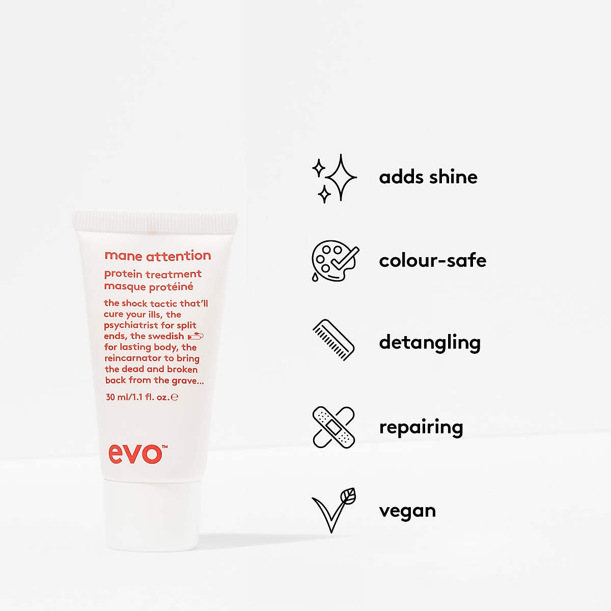 EVO Mane Attention Protein Hair Treatment - Reconstructs, Repairs, & Strengthens Hair - Travel Size, 30ml / 1.01fl.oz