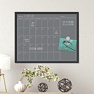 U Brands Magnetic Calendar Chalk Board, 16 x 20 inches, Black Wood Frame, Pencils Included (2518U00-04)