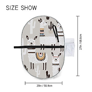 White Llama And Cactus Baby Changing Pad, Portable Diaper Changing Pad, Diaper Bag Mat, Foldable Travel Changing Station | Stroller Strap,Side Pocket For Wipes Diaper| For Infants & Newborn