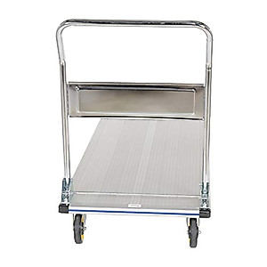 Vestil AFT-48-NM Aluminum Folding Platform Truck with Single Handle and 5" Non-Marking Polyurethane Casters, 600 lbs Capacity, 48" Length x 24" Width x 8-3/8" Height