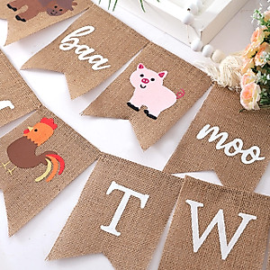 Oink Baa Moo I am Two Banner - Farm Second Birthday, Burlap Birthday Banner, Farm 2nd Birthday, Farm Theme Birthday, Farm Animals Birthday