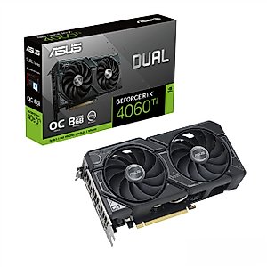 ASUS Dual GeForce RTX™ 4060 Ti OC Edition 8GB GDDR6 (PCIe 4.0, 8GB GDDR6, DLSS 3, HDMI 2.1, DisplayPort 1.4a, Axial-tech Fan Design, 0dB Technology, and More)