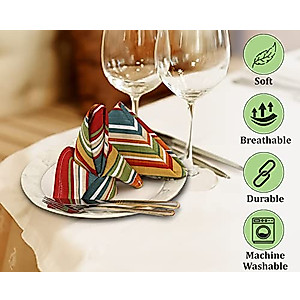 Ruvanti Cloth Napkins Set of 6 Cotton 100%, 18x18 Inches Napkins Cloth Washable, Soft, Absorbent. Cotton Napkins for Parties, Christmas, Thanksgiving, Weddings, Dinner Napkins Cloth - Multi Stripe
