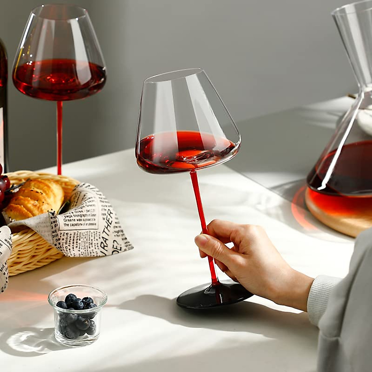 HIJIAD, a super Burgundy and Bordeaux large capacity red wine glass, handmade by master craftsmen. (2 sets) (Upgraded-Reinforced Thickness) (Classic - Normal Thickness)