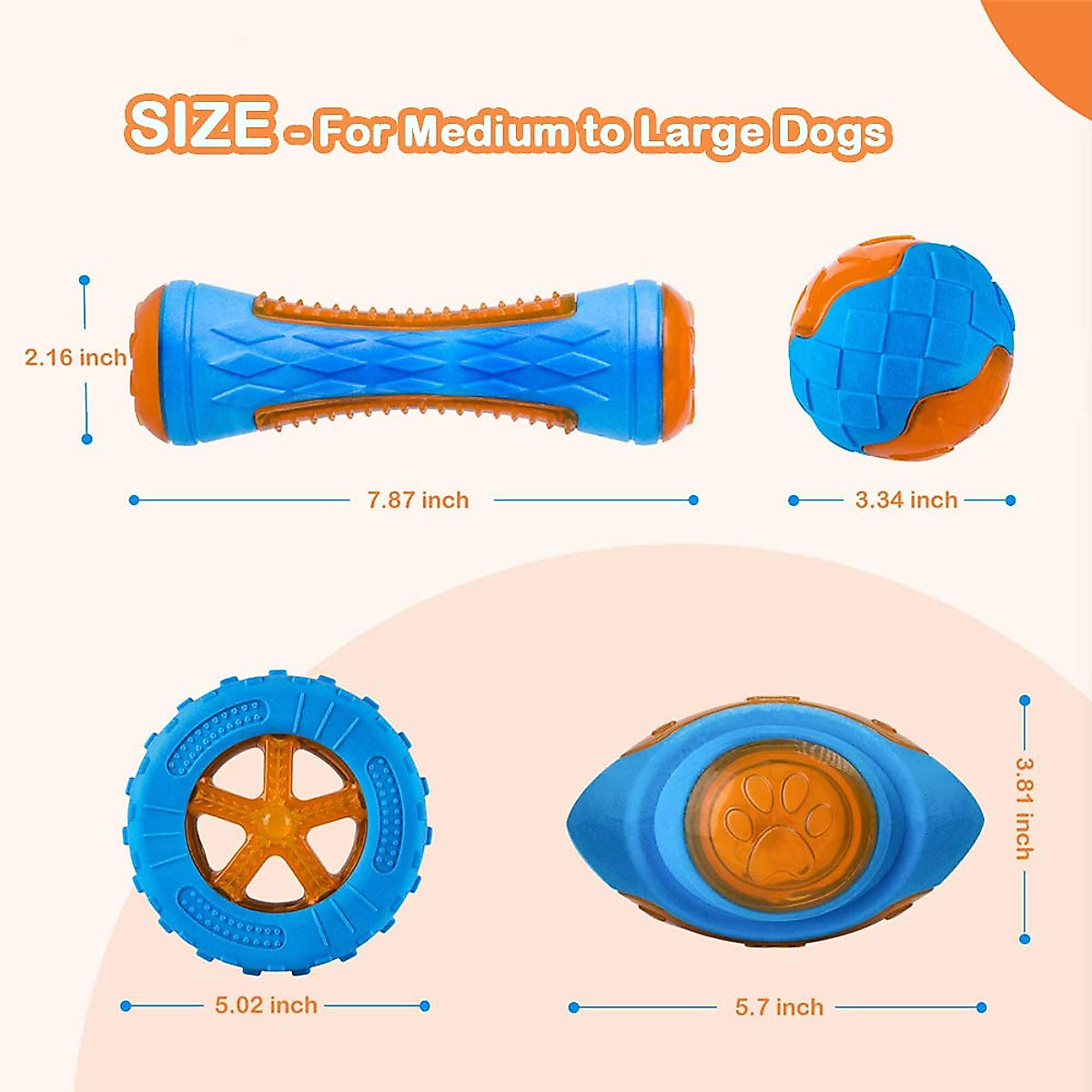 CoubonTail Dog Squeaky Toys Pack 4 Pcs, Pool Toys, Floating Toys for Interactive Fetch & Play, Dog Beach Toy Set, TPR