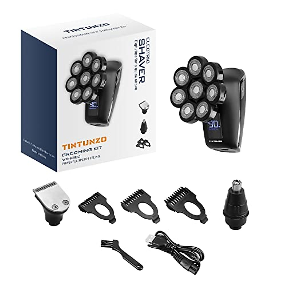 Head Shaver 8D - Electric Head Shavers for Bald Men with Wet and Dry Head - Cordless, Rechargeable, Ergonomic Design - Multifunctional Electric Razor