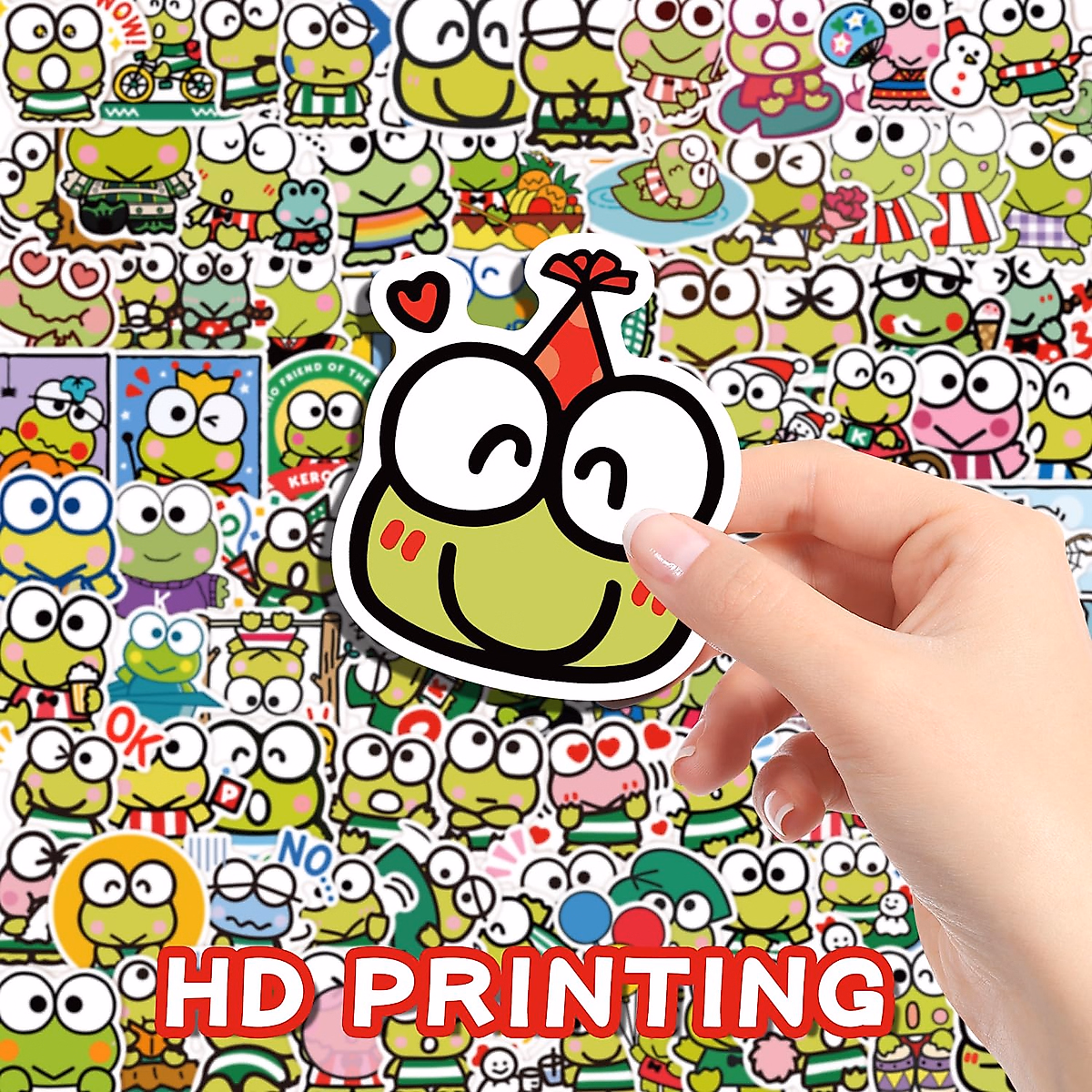 100PCS Kawaii Cartoon Stickers Cute Frog Stickers Vinyl Waterproof Stickers for Laptop Water Bottles Skateboard Guitar Boys Girls Kids Teens Adults Birthday Party Supplies