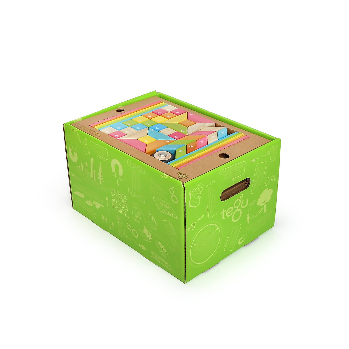 240 Piece Tegu Classroom Magnetic Wooden Block Set, Tints