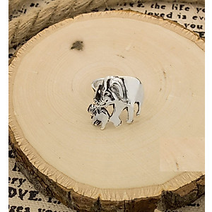 Sterling Silver 925 Elephant Ring Animal Lover Jewelry Women Walking Elephants Ring Mother Elephant Adorable Ring Gift (9)