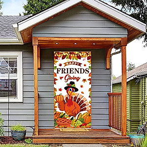 Friendsgiving Party Decorations Large Size Happy Friendsgiving Door Banner for Friendsgiving Party Decorations,71x35inch